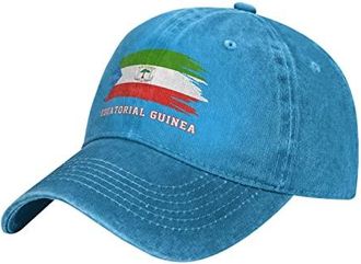 Generic Sun Protection Casquettes Denim Drapeau De Guin&eacute;e &Eacute;quatoriale R&eacute;glable Casquettes De Golf Vintage Ext&eacute;rieur Sunhat pour Soir&eacute;es Cyclisme P&ecirc;che