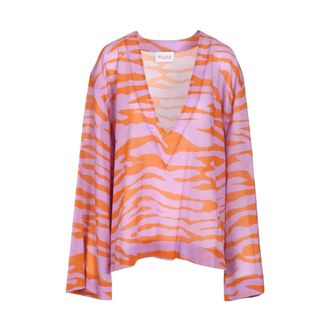 The Attico Top cache-coeur en mousseline de coton imprim&eacute; z&egrave;bre - Femme - Blouses et Chemises - Multicolore - Taille: 38 FR