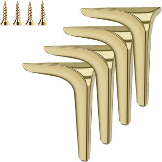 Generic Möbelfüße 4 Stück Sofafüße Metall Tischbeine Ersatz Möbelbeine 10cm 12cm 15cm 18cm Dreieck Sofafuß Schrankfüße DIY Mit Schrauben Und Bodenschutz(Gold,