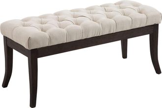 Clp Sitzbank Ramses mit hochwertiger Polsterung und Stoffbezug I Bank mit antik-dunklen Holzbeinen I Holzbank mit Einer Sitzh&ouml;he von: 46 cm, Farbe:Creme, 