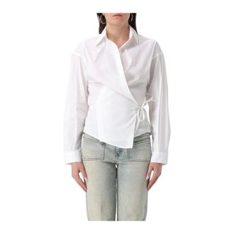 Diesel Femme, Blouses et Chemises, Blanc, Taille: 40 FR Chemise en coton avec d&eacute;tail cravate