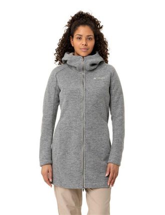 Vaude Strickfleecejacke WOMENS TINSHAN COAT III f&uuml;r den modernen Alltag und Wandern, mit Kapuze, hoher Stehkragen