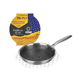 KASANOVA Po&ecirc;le antiadh&eacute;sive Tri-ply, Rev&ecirc;tement nid dabeille, compatible avec le four et tous les types de cuisini&egrave;res. (22 cm)