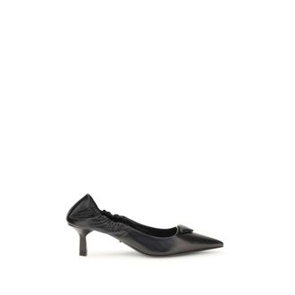 Prada Leder Logo Pumps mit Architektonischem Absatz - - Shoes - Damen - Schwarzk - 38 EU