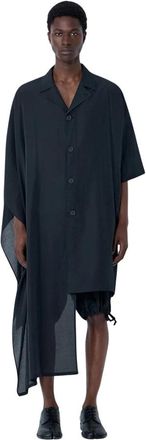 Yohji Yamamoto Homme, Chemises, Noir, Taille: L Long Cape Jacket