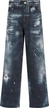 Emporio Armani Homme, Jeans, Bleu, Taille: W33 Jean Droit Imprim&eacute; Denim