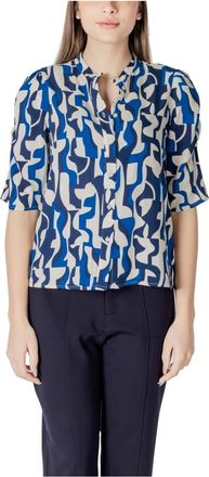 Ichi Ichi, Femme, Blouses et Chemises, Bleu, Taille: 44 FR Sac Col Rond Motif G&eacute;om&eacute;trique