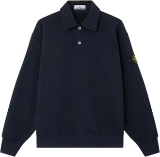 Stone Island Polo oversize en coton - Homme - Pulls - Bleu - Taille: L