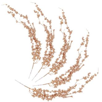 Amosfun K&uuml;nstliche Beerenzweige Golden Schaum Beeren Dekozweige DIY Blumenarrangement Blumenstrau&szlig; Zweige f&uuml;r Vase Weihnachtskranz Basteln 5pcs Party Festival