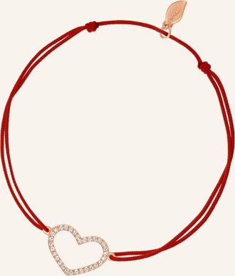 Leaf Freundschaftsarmband Heart Aus 18 Karat Ros&eacute;gold Mit Diamanten rot