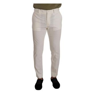 Dolce & Gabbana Homme, Pantalons, Blanc, Taille: M Pantalon Slim-fit