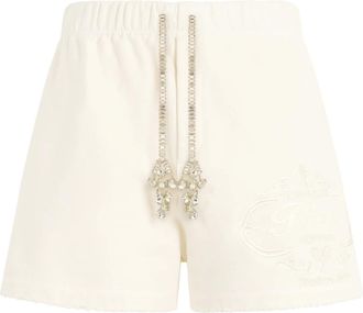 Philipp Plein Femme, Shorts, Beige, Taille: 40 FR Washed Fleece Shorts Tennis Club Crystals