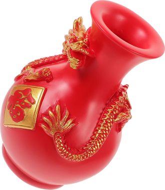 BESPORTBLE Rote Harzvase Drachenform Feng Shui Blumenvase f&uuml;r Trockenblumen und Frische Blumen Wohnraumdekoration Geschenkideen f&uuml;r Wohnzimmer und B&uuml;ro