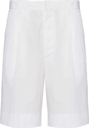Prada Popeline-Shorts mit Logo-Patch - Weiß