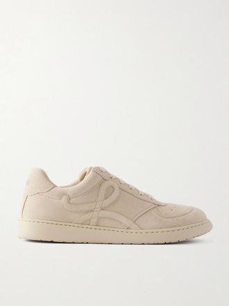 Loewe Jambo Sneakers Aus Veloursleder Mit Logoapplikationen - Ecru