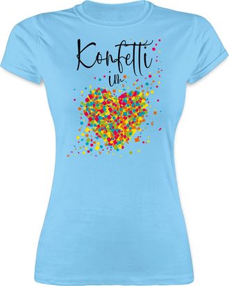 Shirtracer Shirt Damen - & Fasching - Konfetti im Herzen I Confetti Herz I Konfetti f&uuml;r Alle Karneval K&ouml;ln - XL - Hellblau - faschingsshirt Faschings Tshirt Karn