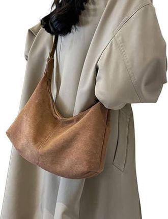 Kurtik Sac fourre-Tout en Daim pour Femme, Sac à bandoulière en Similicuir rétro Hobo, Sac à bandoulière en Daim Sacs à Main dautomne Sac à Main de Travail (