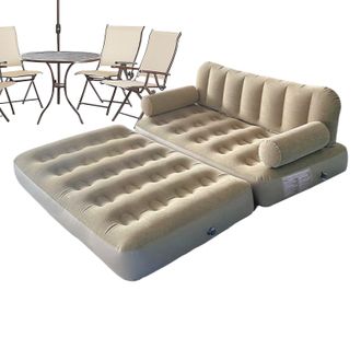 Generic Aufblasbare Couch - 100 x 150 x 90 cm mit Kopfteil, auslaufsicheres Ventilbett, Camping-Luftsofa, aufblasbare Couch | Outdoor-Strandreisen, Wandern, R
