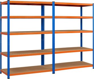 Yaheetech 2X Lagerregal mit Verstellbaren Regalböden Schwerlastregal 180 x 240 x 60 cm Je Ablage bis 175 kg Belastbar Orange/Blau