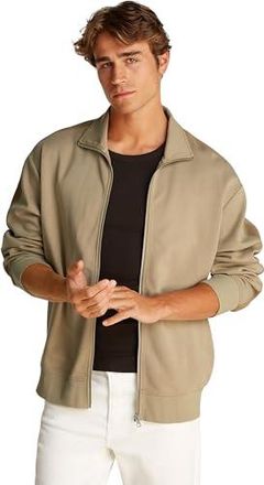 Calvin Klein Sweat dIntérieur avec Fermeture Éclair Homme Tape Zip Through avec Logo, Beige (Tree House), XL