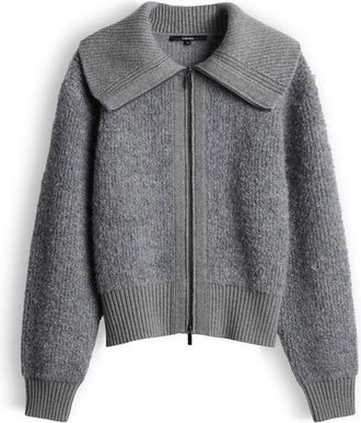 someday Strickjacke Teski aus strukturiertem Rippstrick O-Silhouette mit Troyerkragen und weicher Boucl&eacute;-Struktur