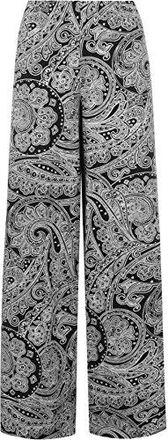 WearAll Femmes Plus Motif Cachemire Imprimer Longue Large Jambe Évasée Palazzo Pantalon - Noir - 48-50