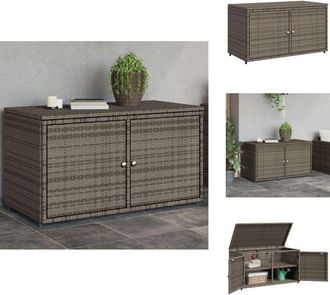 vidaXL Gartenschrank Grau 110x55x60,5 cm Poly Rattan - Outdoor-Schrank - Gartenschrank - Stauraum - Gartenorganisation - Wetterfest