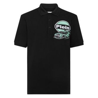 Philipp Plein Homme, Tops, Noir, Taille: 36 FR Polo Piqu&eacute; MC Coupe Slim Voitures de Course