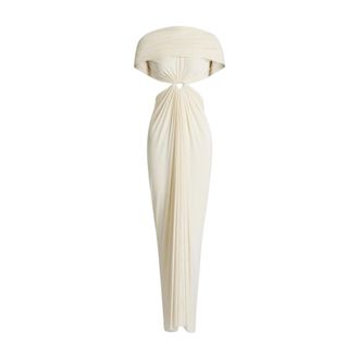 Alberta Ferretti Femme, Robes, Beige, Taille: 40 FR Robe de Soir&eacute;e en Jersey avec D&eacute;coupe