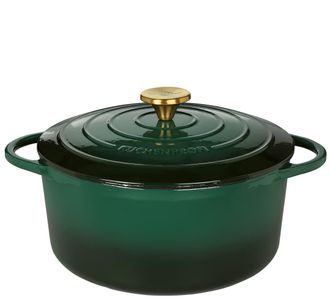 Küchenprofi Küchenprofi Bratentopf Provence mit Deckel aus Gusseisen in der Farbe Racing Green Fassungsvermögen 5,3L, Maße: 26cm x 12cm, 04 0100 11 26