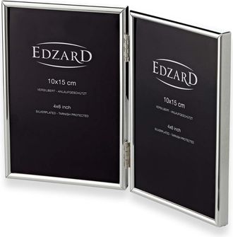 Edzard Doppel-Fotorahmen Genua, edel versilbert, anlaufgeschützt, für 2 Fotos 10 x 15 cm