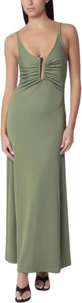 CHRISTOPHER ESBER Robe Cami &agrave; fermoir goutte de cristal - Femme - Robes - Vert - Taille: 38 FR