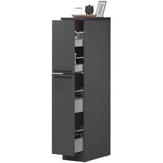 Dmora K&uuml;chen-Vorratsschrank Quintino, Mehrzweckschrank, Aufbewahrungsschrank mit 2 Schubladen, 100 % Made in Italy, 30 x 60 x 165 cm, Anthrazit und Eiche
