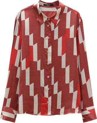 someday Oversized Satin Shirt mit Grafischem Muster - - Blouses & Shirts - Damen - Mehrfarbig - S