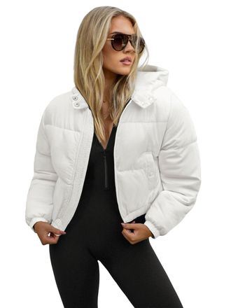 OZONEE Damen &Uuml;bergangsjacke Regenjacke Jacke &Uuml;bergang Jacken Herbst Bomberjacke Stehkragen Kapuze Steppjacke Kapuzenjacke Leichte Outdoor Puffer Jacket Gepol