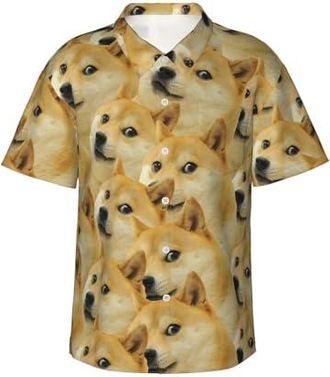 AOOEDM Chemises hawaïennes pour Hommes, Chemise de Plage de Voyage Mr Doge Meme