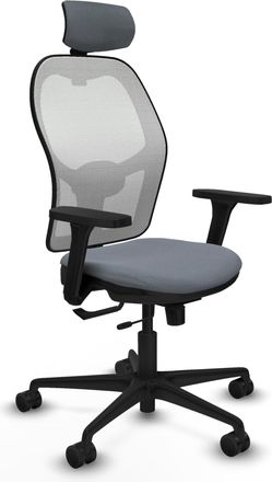 Piqueras y Crespo Ergonomischer Stuhl mit Nackenst&uuml;tze mit 3D-Armen, h&ouml;henverstellbare Lendenwirbelst&uuml;tze und h&ouml;henverstellbares Kopfteil, Wei&szlig;/Grau