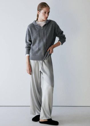 Mango Cardigan 100 % laine &agrave; zip gris - Femme - S - MANGO
