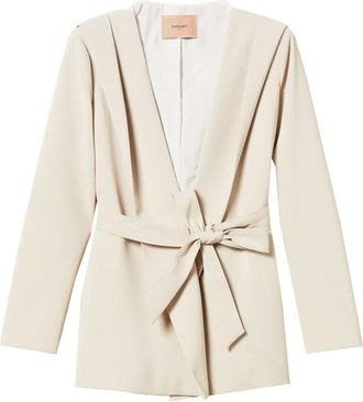 Twin-Set Blazer mit G&uuml;rtel - Nude