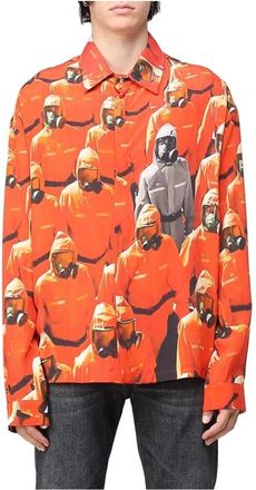 424 Homme, Chemises, Orange, Taille: M Chemise &agrave; Manches Longues &agrave; Imprim&eacute; Graphique