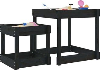 vidaXL Tables &agrave; sable 2 pcs noir bois de pin massif