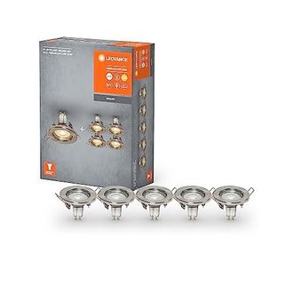 Ledvance Spot Subsiders en 5 pack, y compris les lampes 5x Gu10 (5x 2,6W), nickel brossé, boîtier métallique, protection IP20