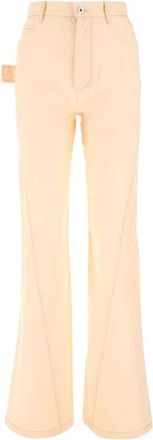 Bottega Veneta Femme, Pantalons, Orange, Taille: 38 FR Pantalon &Eacute;vas&eacute; Taille Haute en Twill de Coton