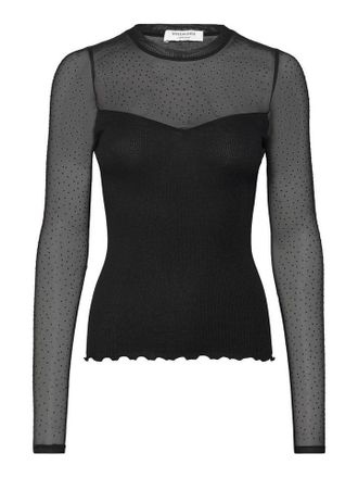 Rosemunde Langarmshirt Bernadine Shirt Spitzeneinsatz an Brust und &Auml;rmeln, feminin, bequem, reine Baumwolle