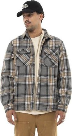 Von Dutch Surchemise Homme, Doublure Polaire, Veste Homme à carreaux Pepper, Beige Taille XL