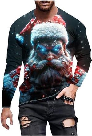 Generic Chemises de Noël pour hommes à manches longues pour hommes, sweatshirts de Noël imprimés bonhomme de neige col rond, pull de Noël 2025 mode décontract