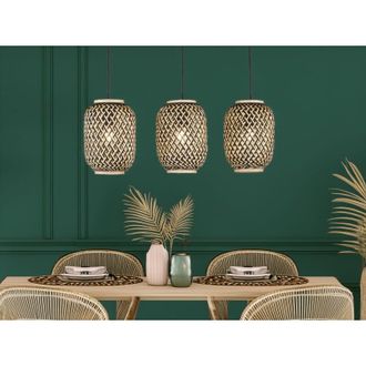 Fischer & Honsel Fischer&honsel - Pendelleuchte hummel 3-flammig mit Bambus Korbgeflecht, Breite 69cm