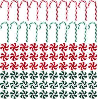 Yardwe 80 Stück Zuckerstangen Weihnachtsbaum Candy Cane Pfefferminz Bonbons Weihnachten (Rot und Grün)