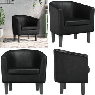 vidaXL Clubsessel Schwarz Kunstleder - Moderner Sessel - Lounge Chair - Ecksofa - Wohnraum Dekoration - Schwarzes Sofa - Home & Living