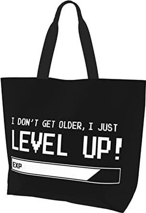 AOOEDM I Dont Get Older I Level Up Sac &agrave; provisions r&eacute;utilisable en toile pour femme